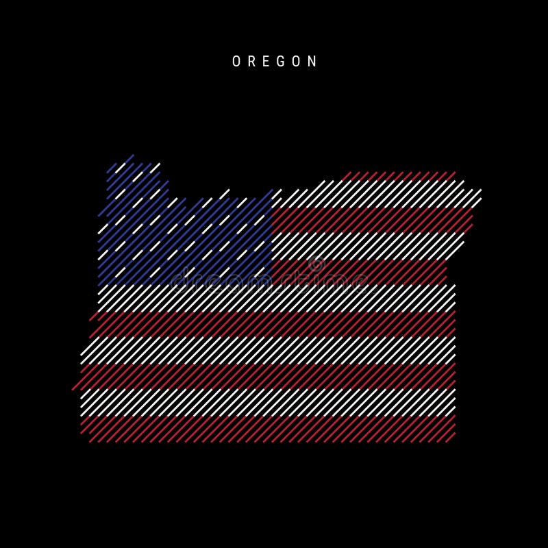 Oregon US State Hatched Silhouette Map of Slanted Lines Pattern. Flat ...