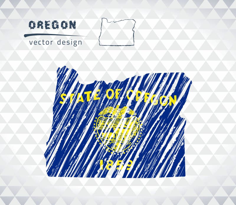 Oregon Vector Map with Flag Inside Isolated on a White Background ...