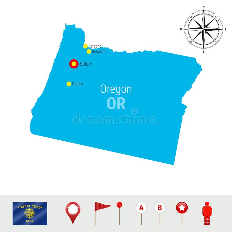 Oregon Vector Map Isolated on White Background. High Detailed ...
