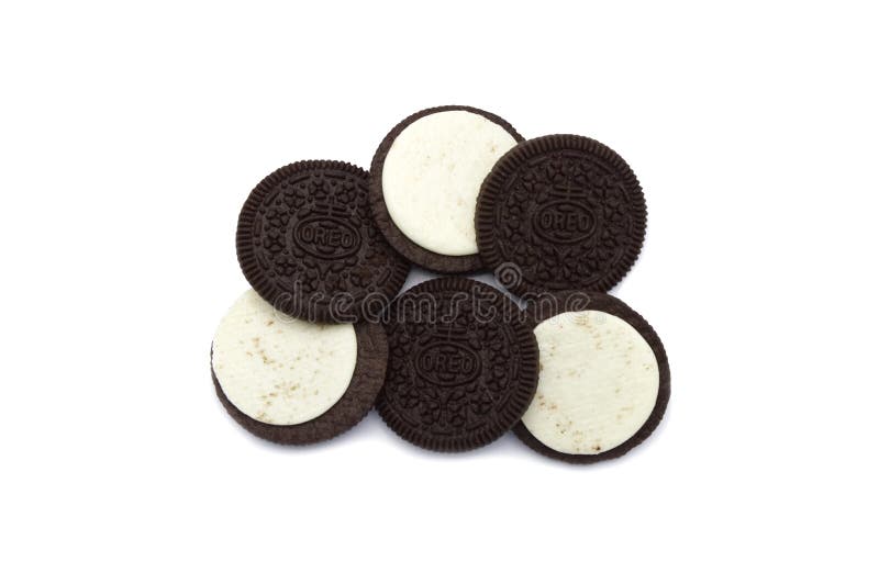 Oreo Biscuits in Pieces of Outside and Inside Isolated on White ...