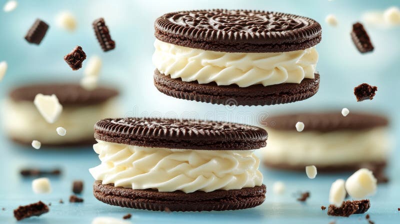 Oreo Cookies in Mid-Flight - Blue Backdrop - Advertising Photography ...