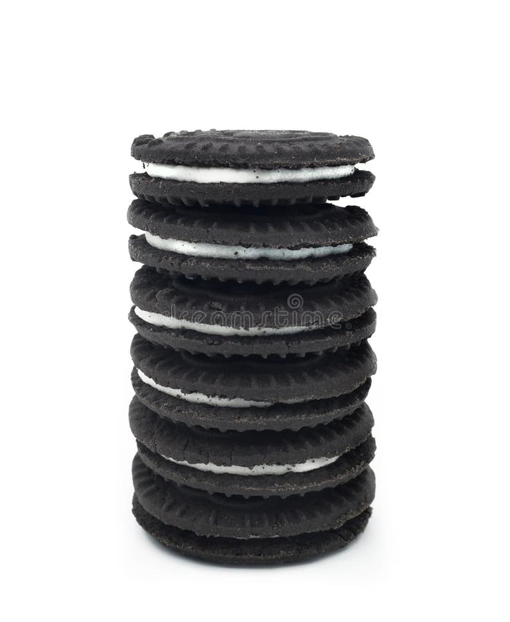 Oreo Like Sandwich Chocolate Biscuit Cookies, Stack Stock Photo - Image ...