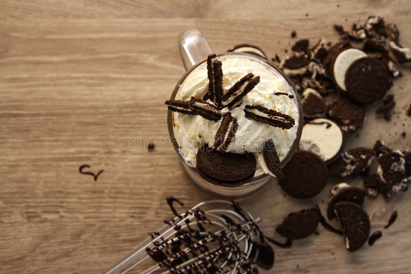 Oreo Shake Served in Glass Isolated on Table Top View of Healthy Drink ...