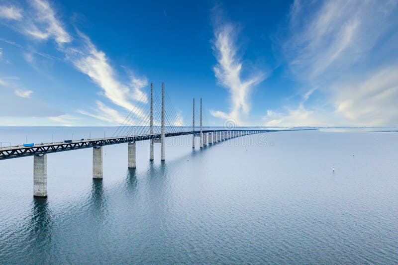Oresund Bridge between Copenhagen Denmark and Malmo Sweden Stock Photo ...