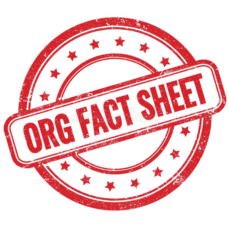 ORG FACT SHEET Text on Red Grungy Round Rubber Stamp Stock Illustration ...