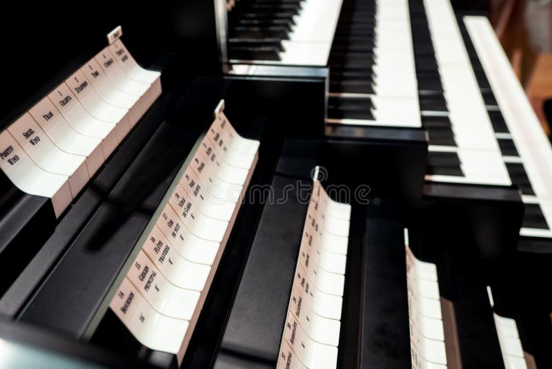 Organ Musical Instrument, Keyboard and Buttons, Close Up View Stock ...