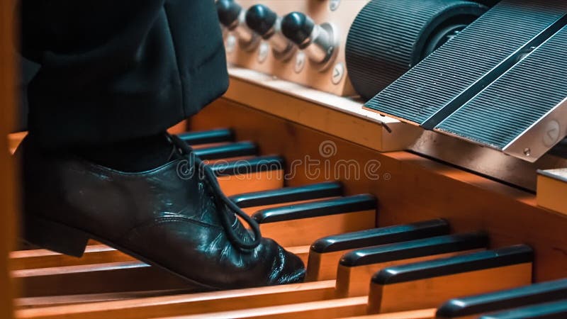 Organist Works the Foot Pedals of a Pipe Organ Stock Footage - Video of ...