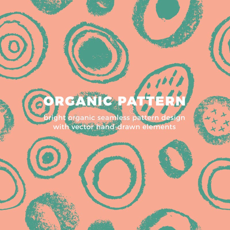 Organic Seamless Pattern Vector Background. Hand Drawn Natural Elements ...