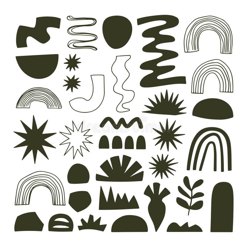 Organic Abstract Nature Elements Vector Set. a Collection of Organic ...