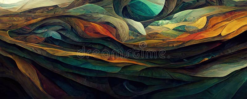 Organic Abstract Panorama Illustration Art Stock Image - Image of ...