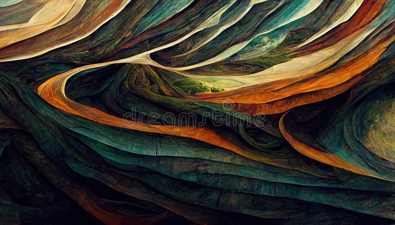 Organic Abstract Panorama Illustration Art Stock Image - Image of retro ...