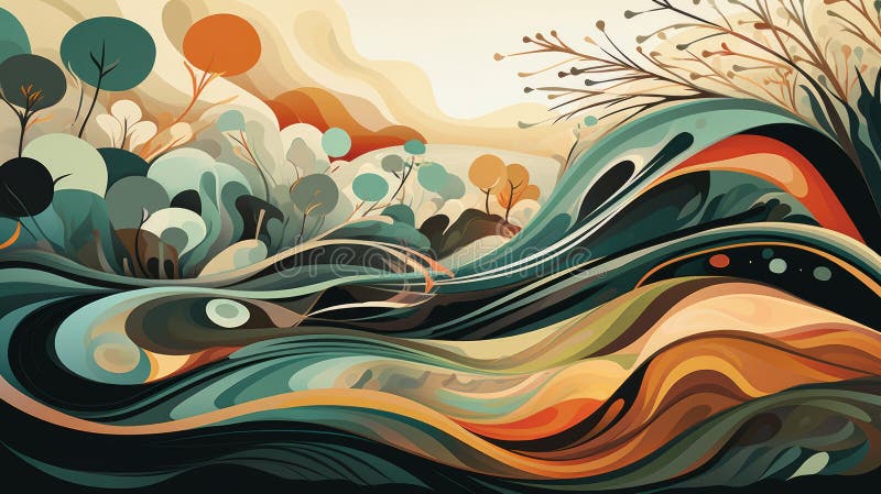 Organic Abstraction Nature Abstract Illustration - Generative AI. Colorful, Nature, Abstraction ...