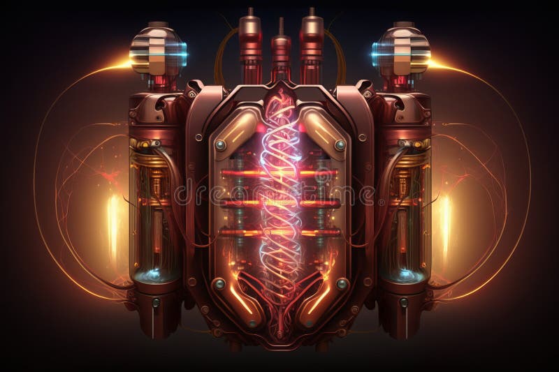 Organic AI Computer with Cyborg and Human Adaptation Stock Illustration ...