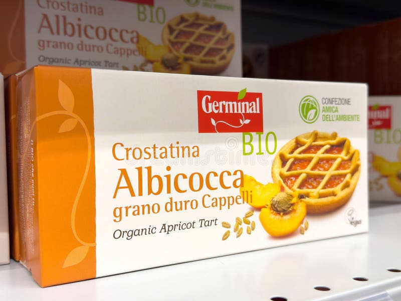 Organic Apricot Tart Packaging on Shelf with Environmental-friendly ...