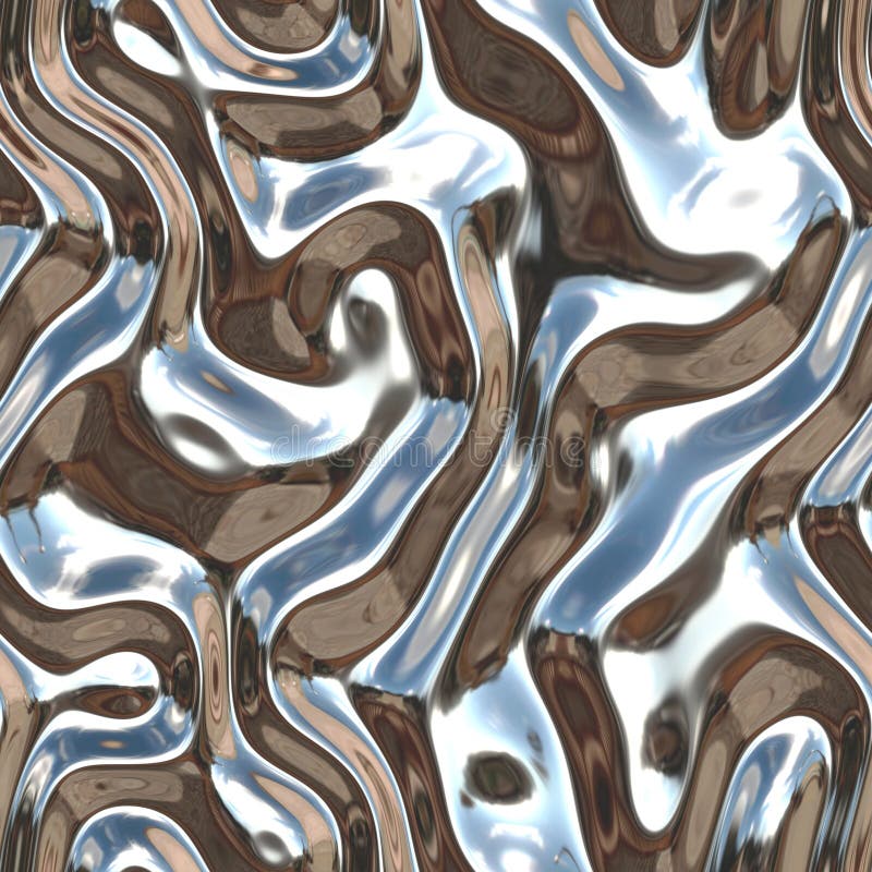 Organic Art Molten Metal Warped Streams Chrome Stock Illustration ...