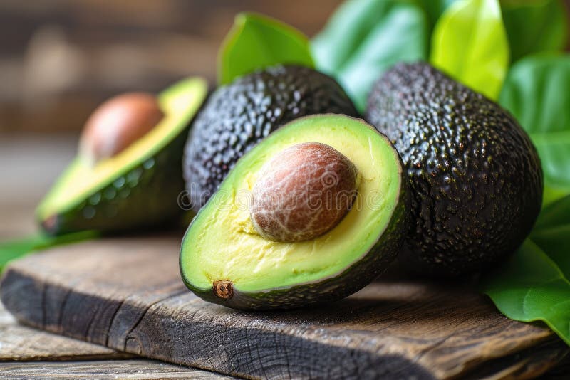 Organic Avocado in a Wooden Table Stock Illustration - Illustration of ...