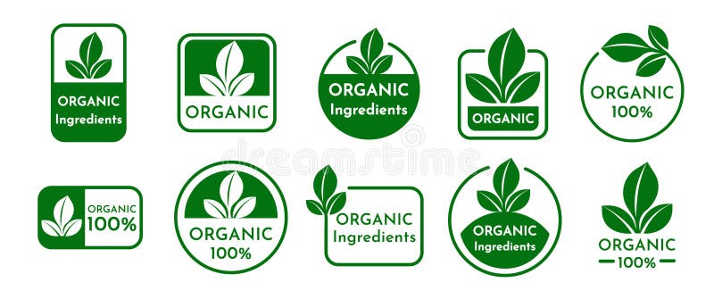 Organic Badge Set. Organic and Eco Labels Collection Stock Illustration ...