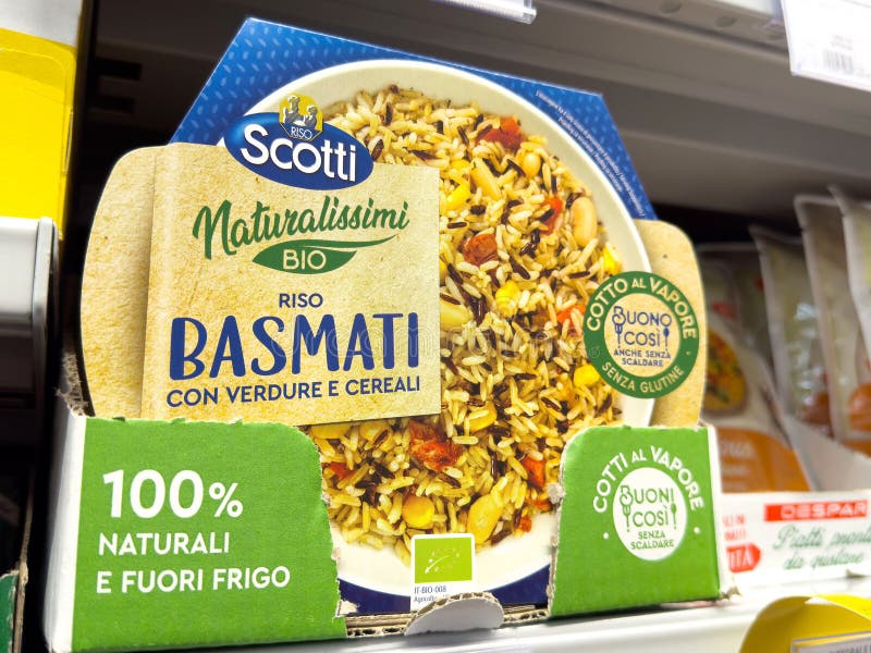Organic Basmati Rice with Vegetables and Grains Packaging on Store ...