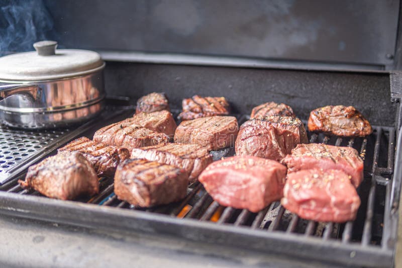 Organic Beef Stakes Grilled for a Party Stock Image - Image of barbecue ...