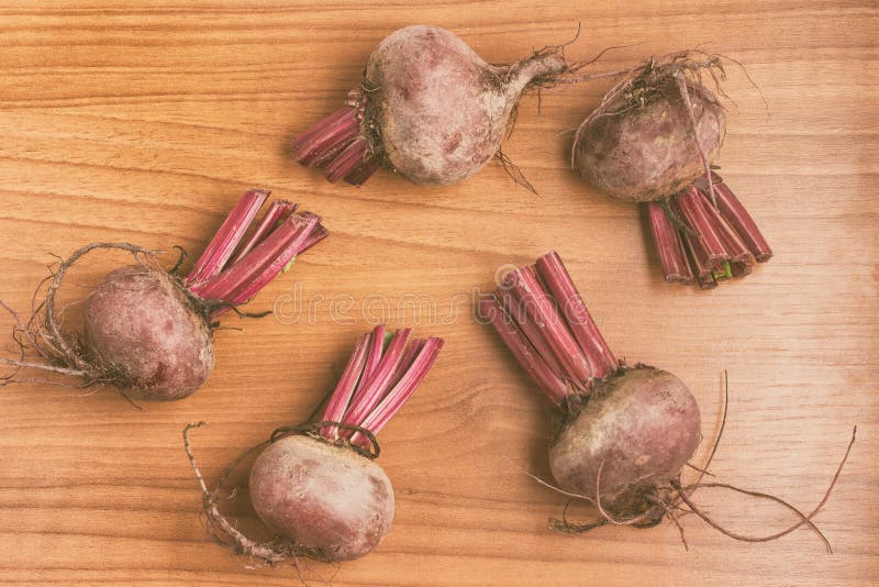 Organic Beet Roots Over a Wooden Table. Rustic Style Stock Image ...