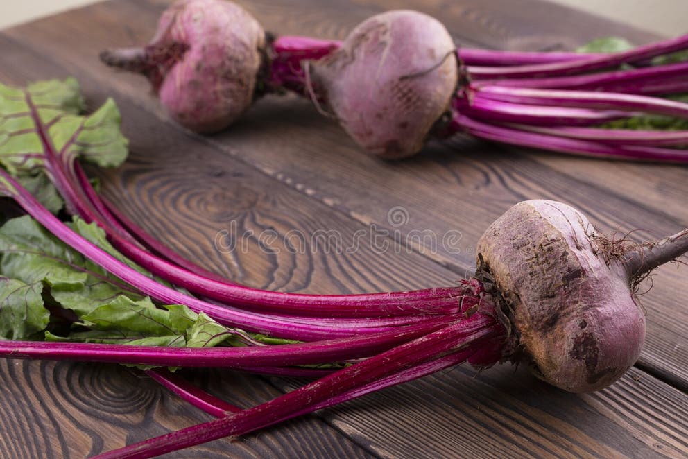Organic Beetroot,red Beetroot with Herbage Green Leaves on Rustic ...