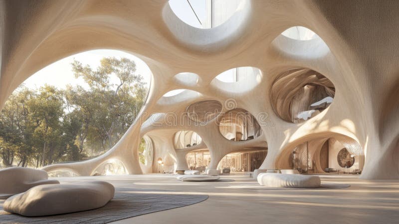 Organic Beige Architecture with Abstract Curved Forms Stock ...