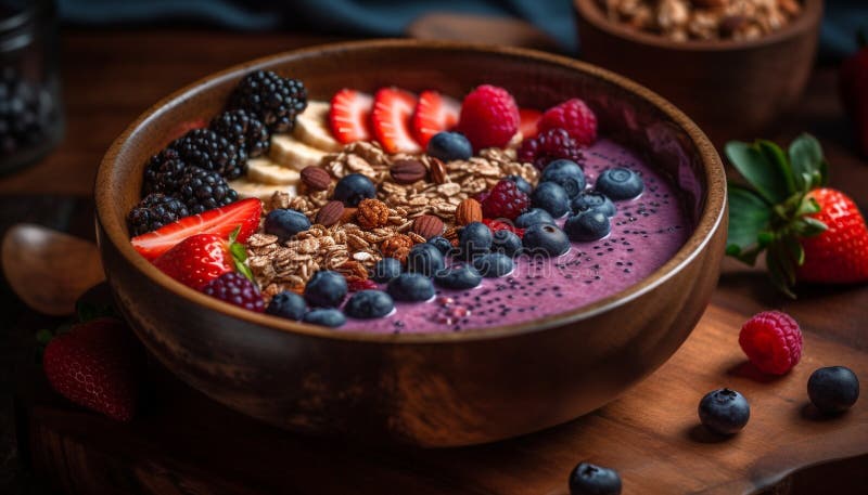 Organic Berry Bowl Blueberry, Raspberry, and Granola Goodness Generated ...