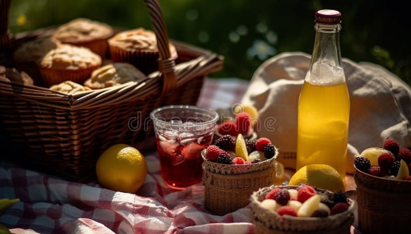 Organic Berry Picnic Fresh Fruit, Homemade Dessert, and Refreshing ...