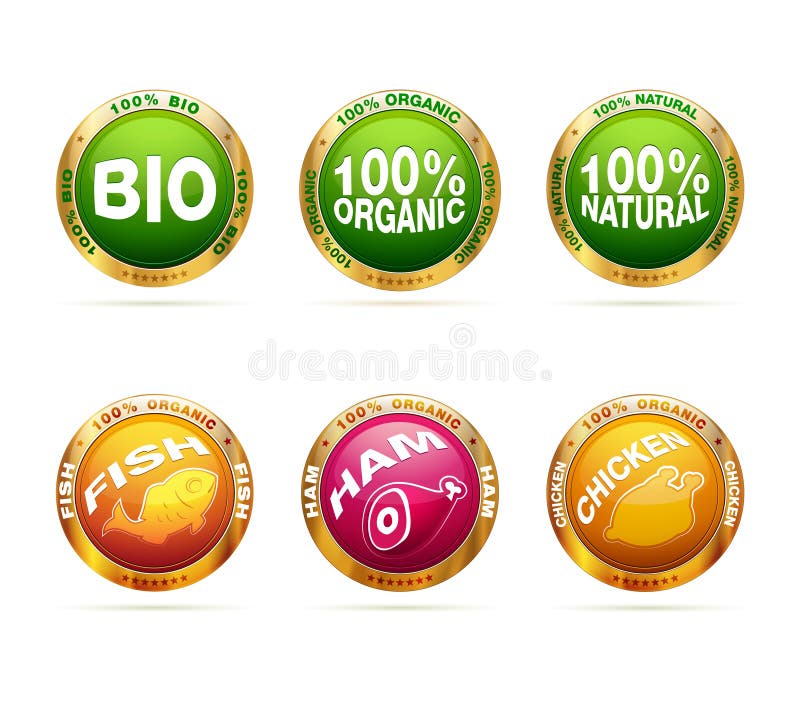 Organic and bio badge set stock vector. Illustration of environment ...