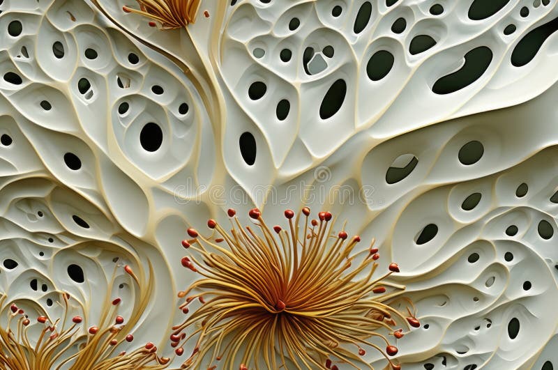 Organic Biomorphic Abstract with Perforated Patterns Stock Photo ...