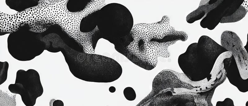 Organic Black Ink Patterns Create Dynamic Textures on a White ...