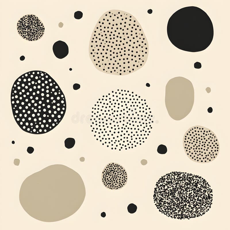 Dotted and Scribbled Organic Blobs in a Monochrome Beige Theme Stock ...