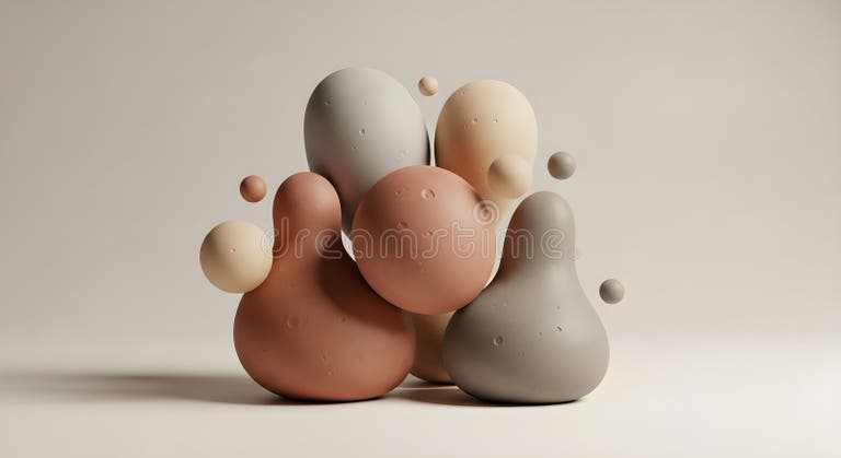 Organic Blobs Minimal Composition in Studio Clay Style Stock Illustration - Illustration of ...