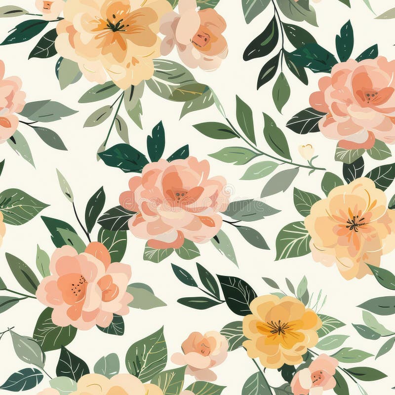 Organic Bloom Arrangement in Soothing Tones Stock Illustration ...