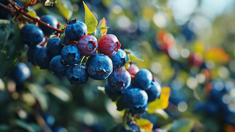 Organic blueberries stock illustration. Illustration of tree - 301934867