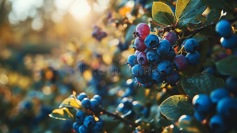Organic blueberries stock illustration. Illustration of branch - 301934880