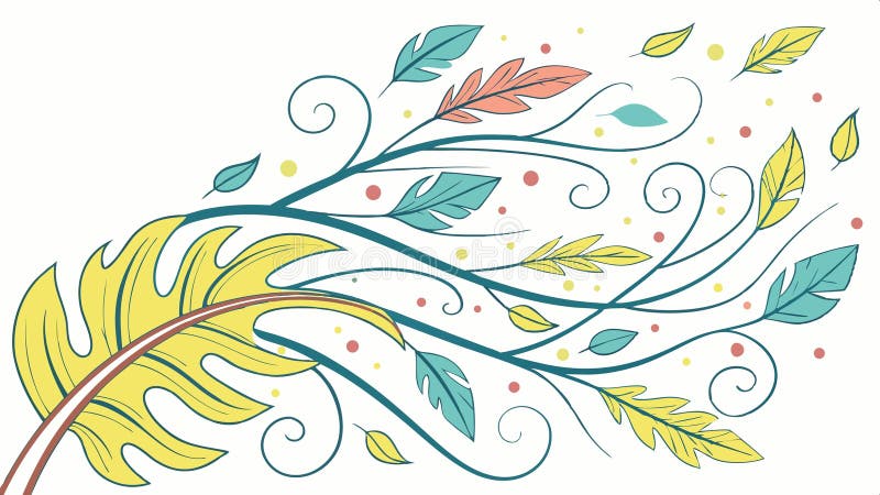 Organic Botanical Branch Pattern with Leaves and Elegant Tendrils ...