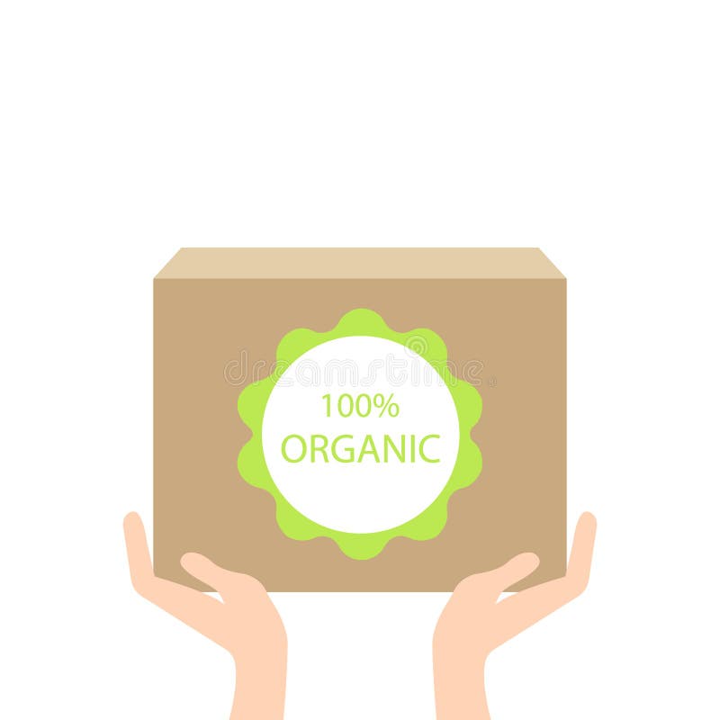 Organic Box In Hand, Vector Ecology Concept Stock Illustration ...