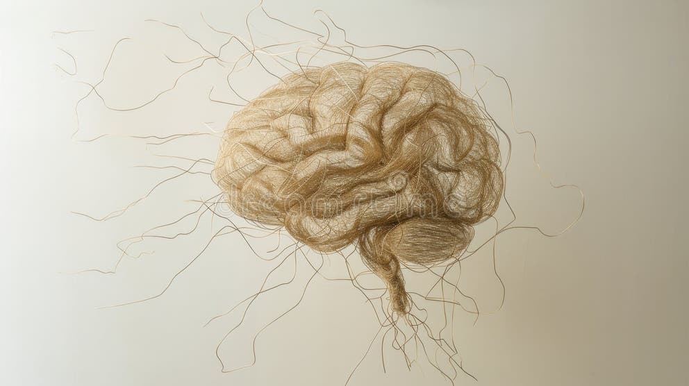 Organic Brain-shaped Structure Made of Fine Wire Strands Stock Photo ...