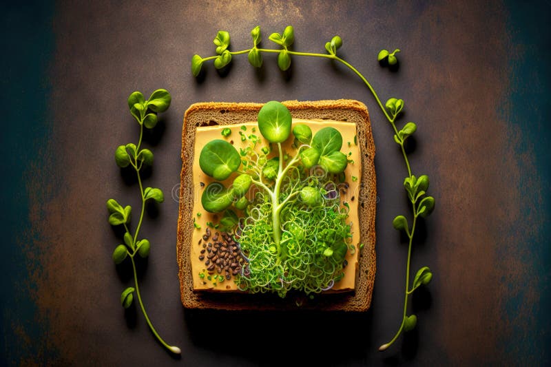 Organic Breakfast Food in Form of Toast with Avocado and Microgreens ...