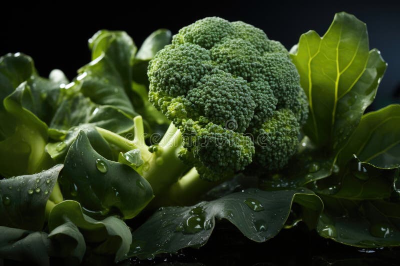 Organic Broccoli with Leaves on the White Stock Illustration ...