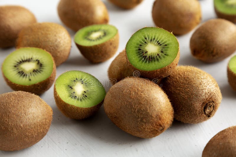 Organic Brown Kiwi Fruit, Side View. Close-up Stock Image - Image of ...