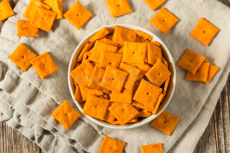 Organic Cheese Cracker Snacks Stock Image - Image of grain, square ...