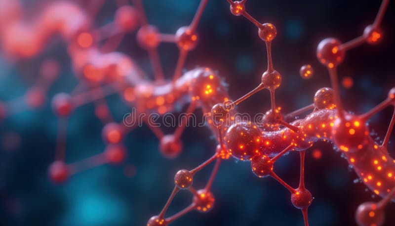 Organic Chemistry Reaction Visualized. Close-up View of Carbon Chain ...