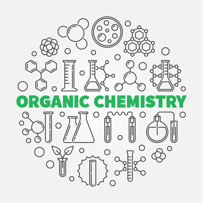 Organic Chemistry Vector Colored Outline Round Illustration Stock ...