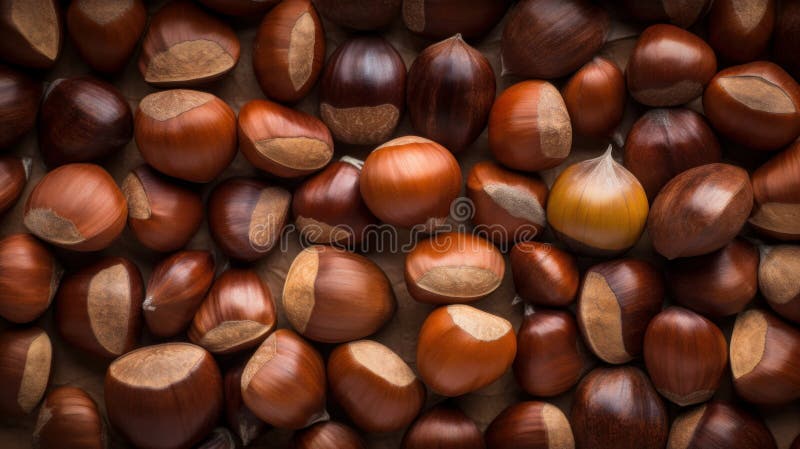 Organic Chestnut Nuts Horizontal Background. Stock Illustration ...