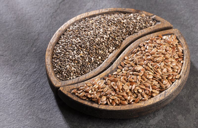 Organic Chia and Linseed Seeds - Text Space Stock Image - Image of ...