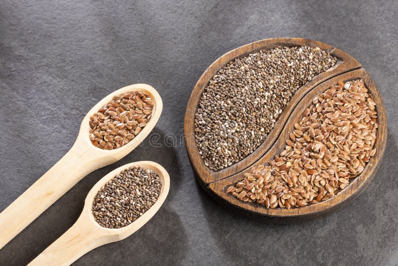 Organic Chia and Linseed Seeds - Text Space Stock Image - Image of ...