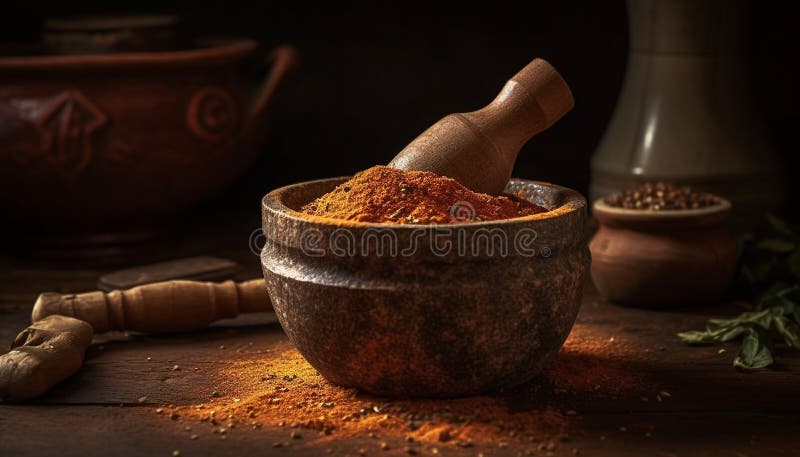 Organic Chili Pepper Seasoning in Rustic Clay Bowl for Cooking ...