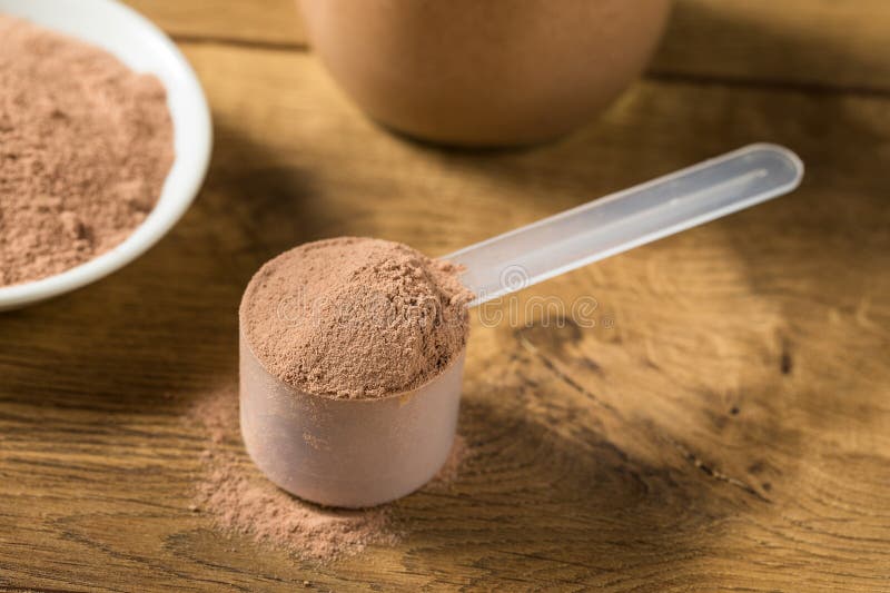 Organic Chocolate Whey Protein Powder Stock Image - Image of drink ...